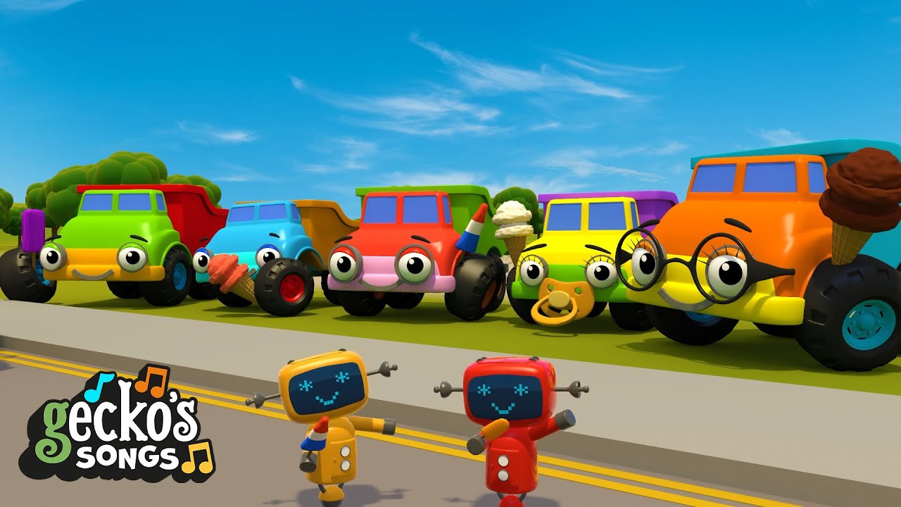 5 Muddy Trucks in Mud | Gecko's Garage Songs｜Kids Songs｜Truck Cartoon ...