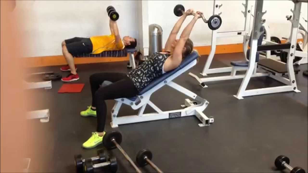 Incline Bench Lying EZ Bar Tricep Extensions - YouTube