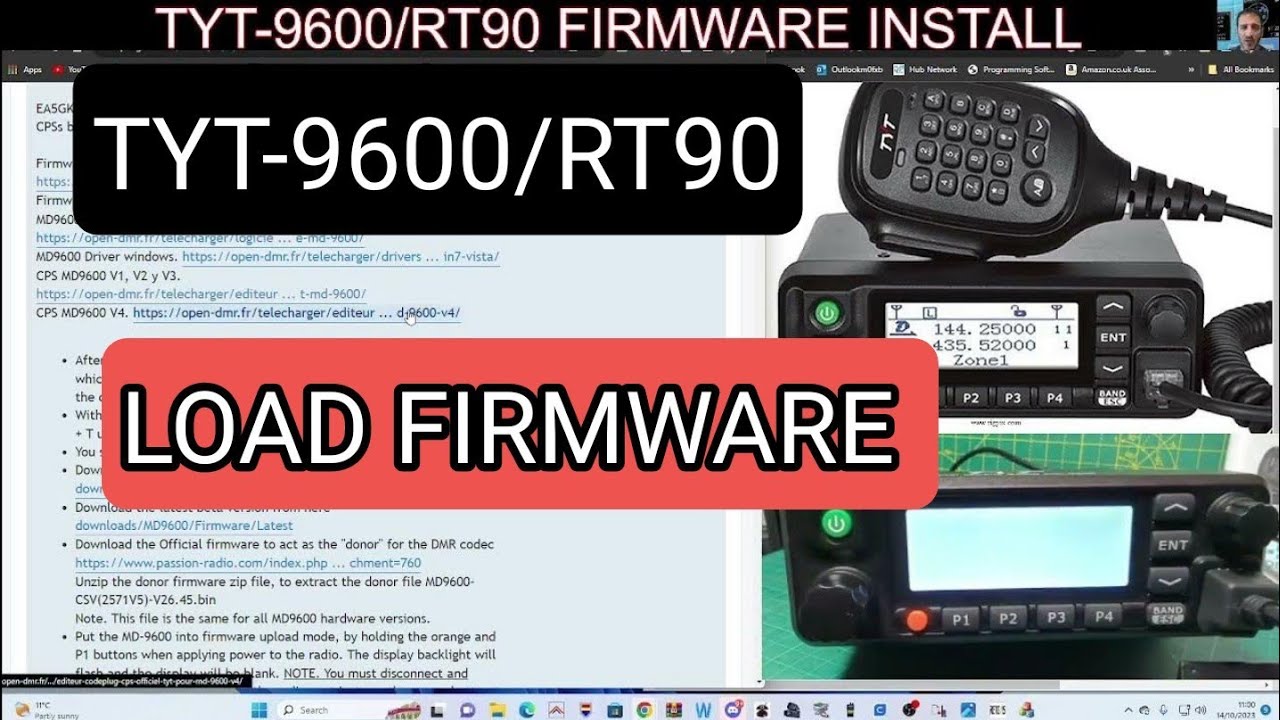 TYT MD-9600 /RT90 INSTALL FIRMWARE FULL PROCESS - YouTube