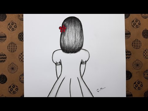 En Kolay Arkası Dönük Kız Çizimi Adım Adım Nasıl Çizilir, Çizim Hobimiz  Easy Girl Drawings