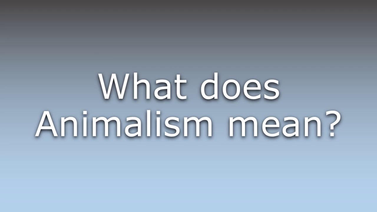 What does Animalism mean? - YouTube