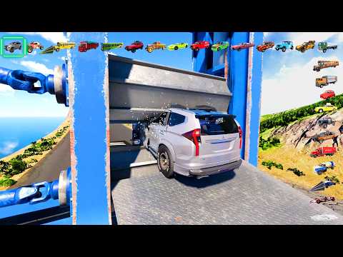 Araba vs. Atlama Havuzu #160 : Arabalar Ezici Makinenin Yanından Geçiyor 🎯😱 | BeamNG Drive