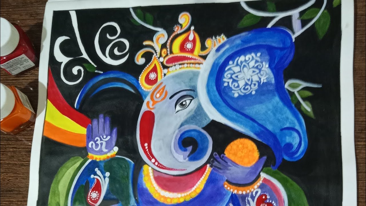 ganpati bappa painting tutorial step by step ll with acrylic colours ll ...