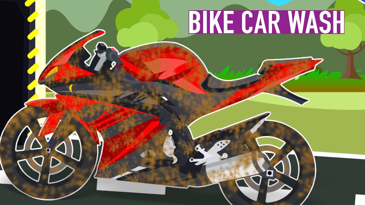 Bike Car Wash Video Car Wash Cartoon For Kids - YouTube
