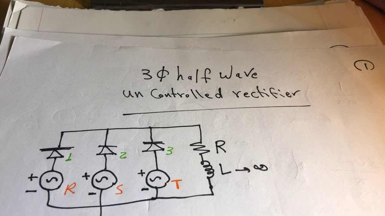 Three phase half wave uncontrolled rectifier - YouTube