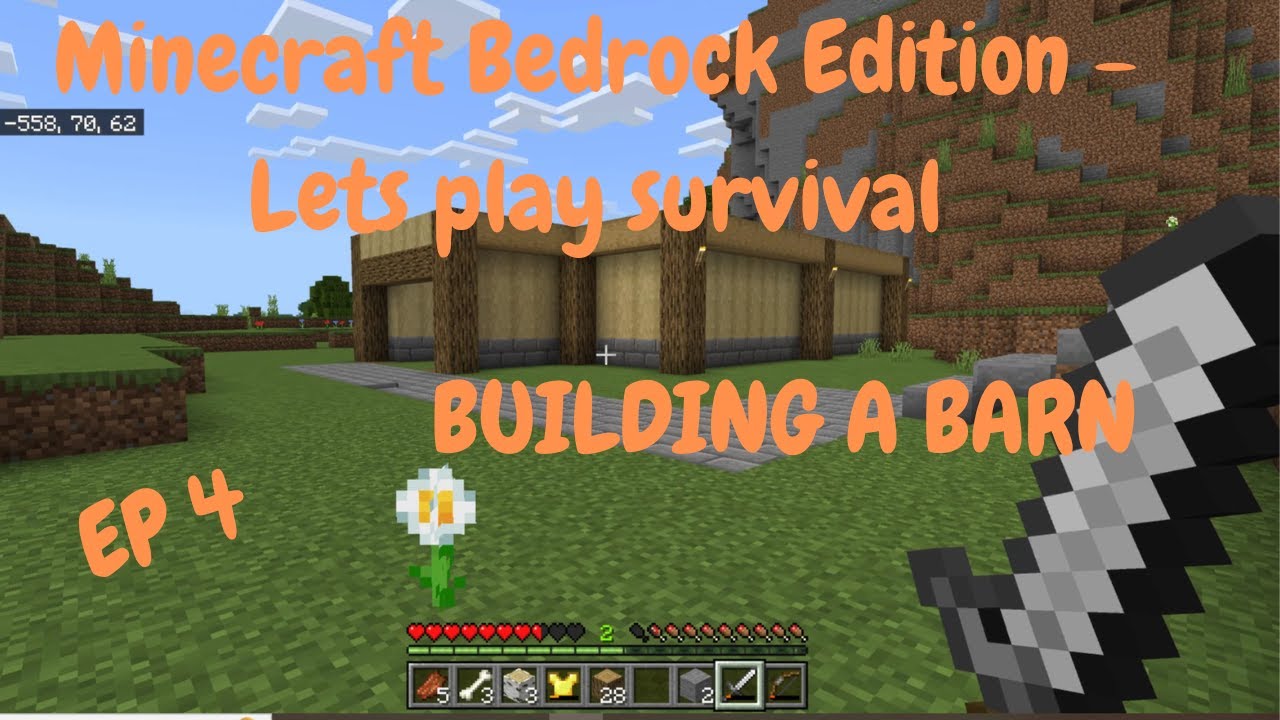 Minecraft Bedrock Edition EP 4 building a barn - YouTube