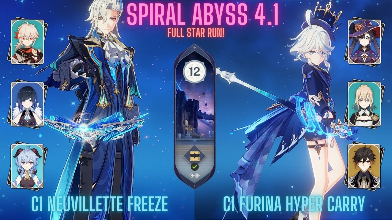 Neuvillette C1 Freeze & Furina C1 Hyper Carry | SPIRAL ABYSS 4.1 FLOOR ...