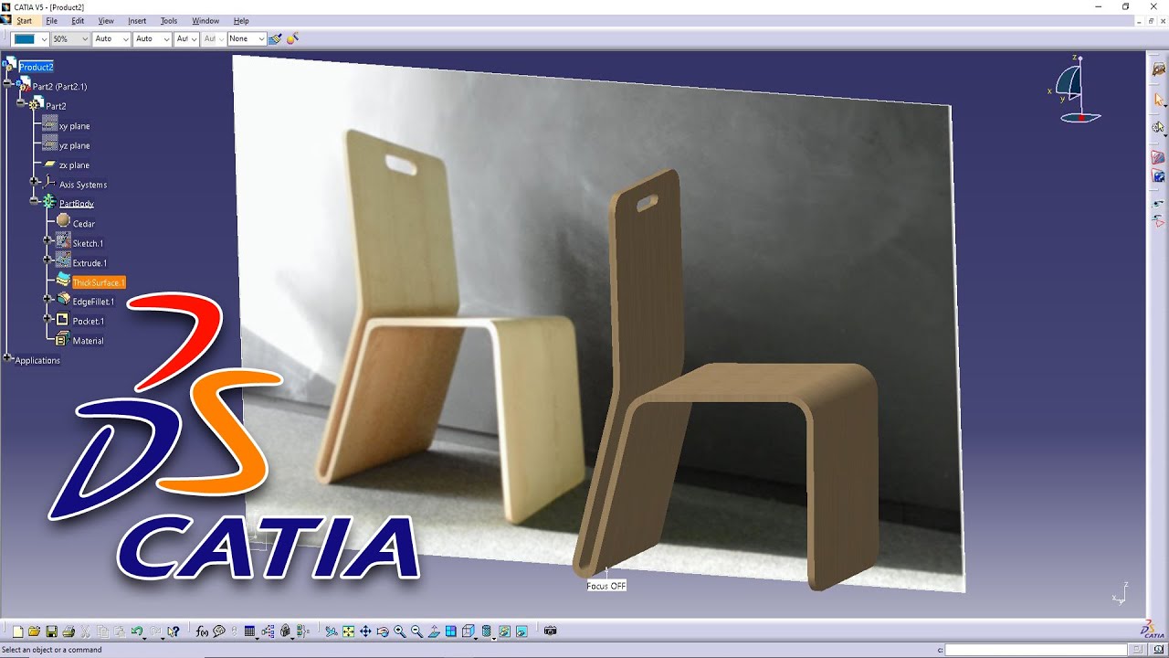 CATIA V5 - Minimalist chair design - YouTube