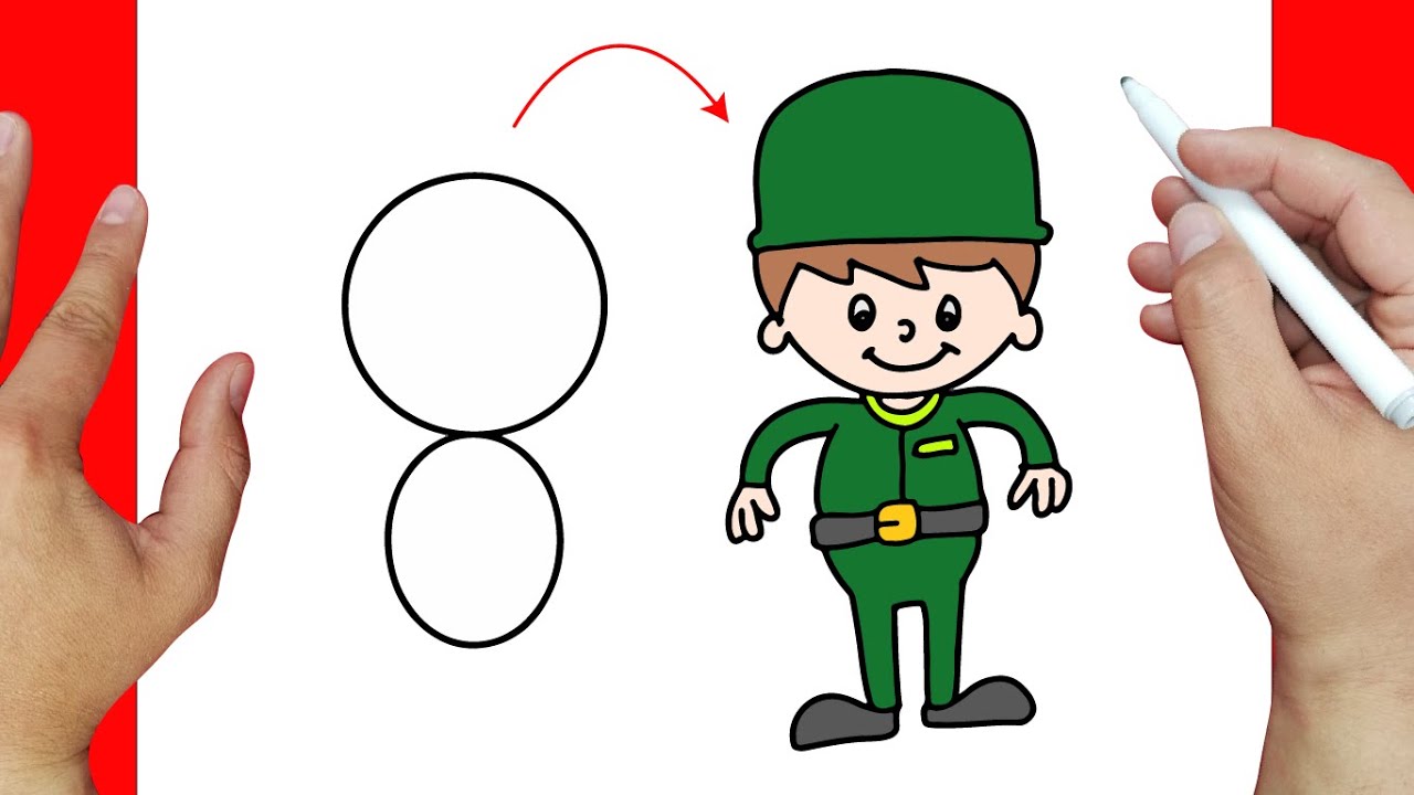 Cómo dibujar un Soldado paso a paso | Dibujos fáciles - YouTube