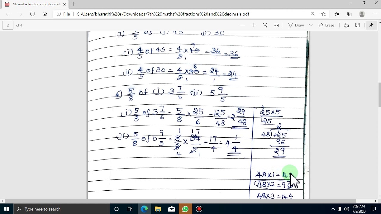7th maths fractions and decimals - YouTube