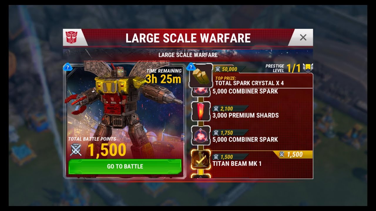 Transformers: Earth Wars - LARGE SCALE WARFARE - Total 1,500 Battle ...