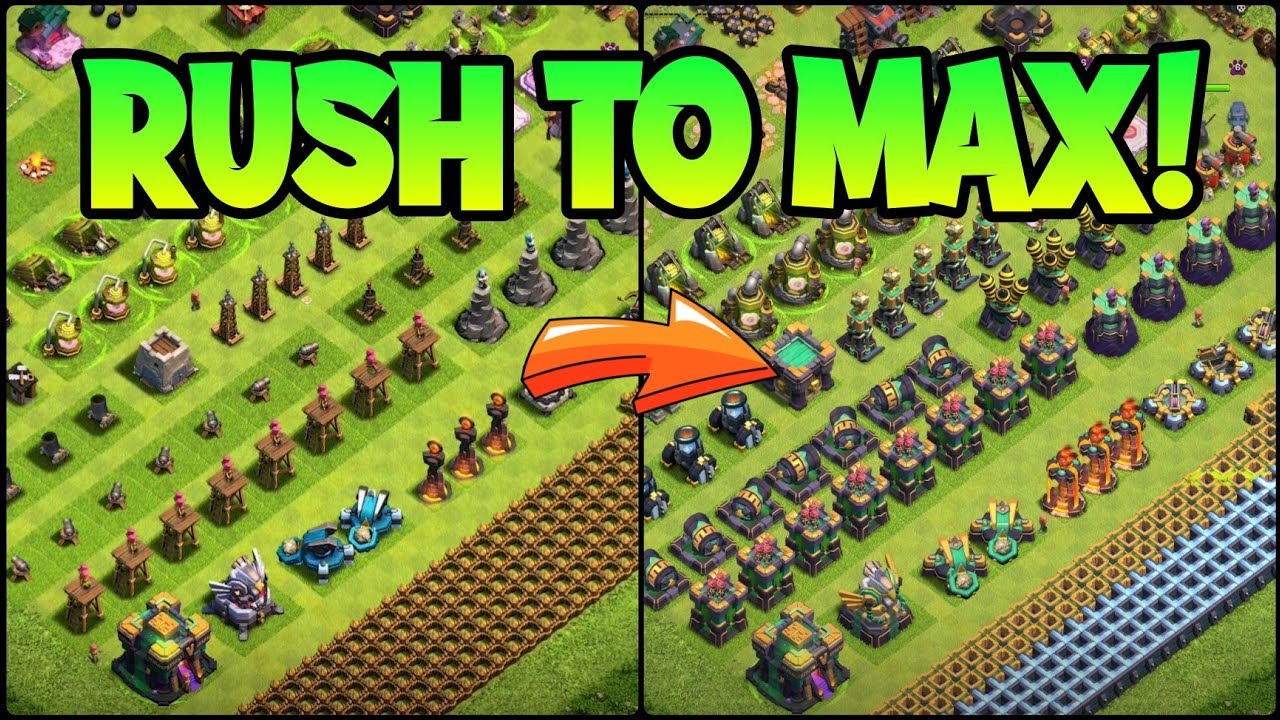 Th14 Rush to Max Gemming! Time Lapse of Rushed Base Maxed Out under 20 ...