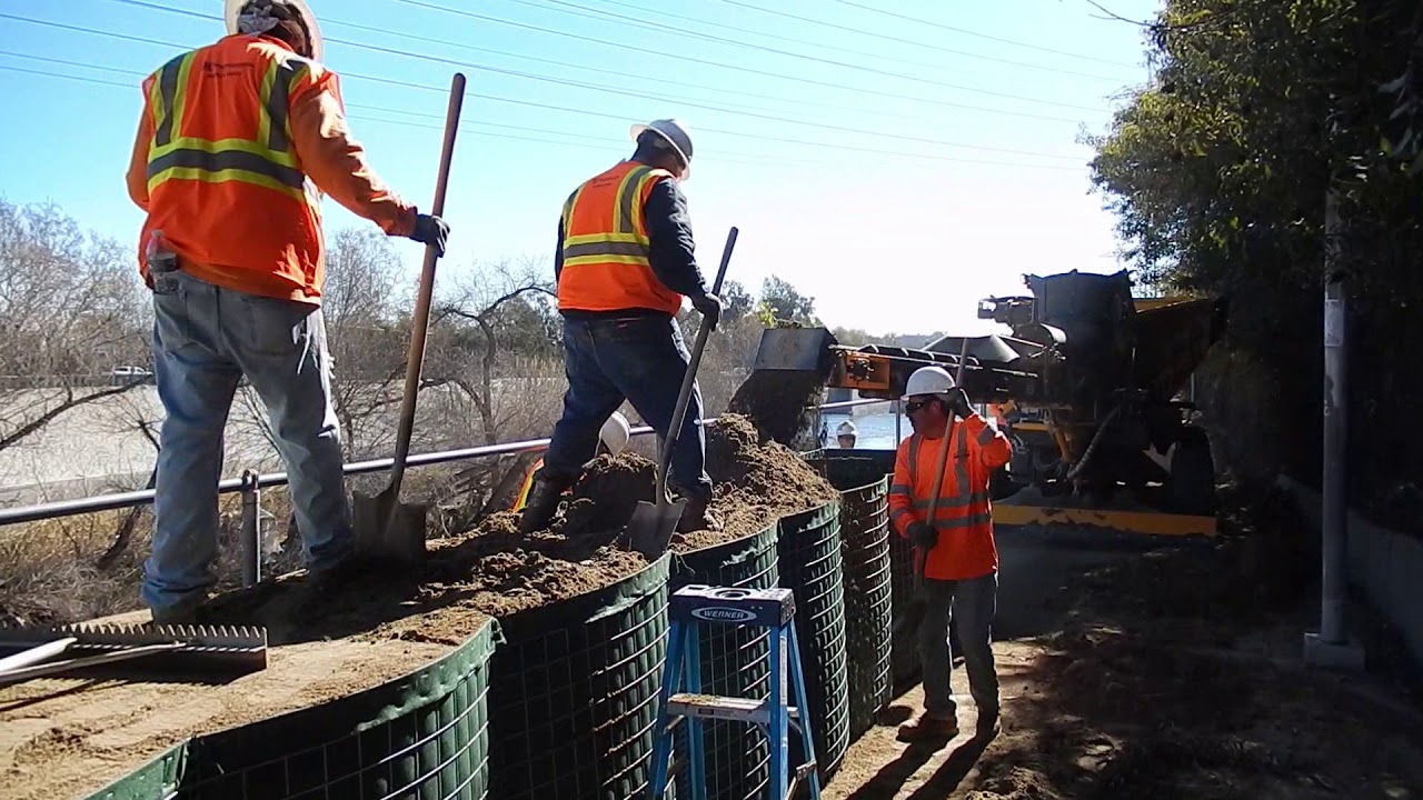 CAS AT7 installs HESCO Flood Barriers - YouTube