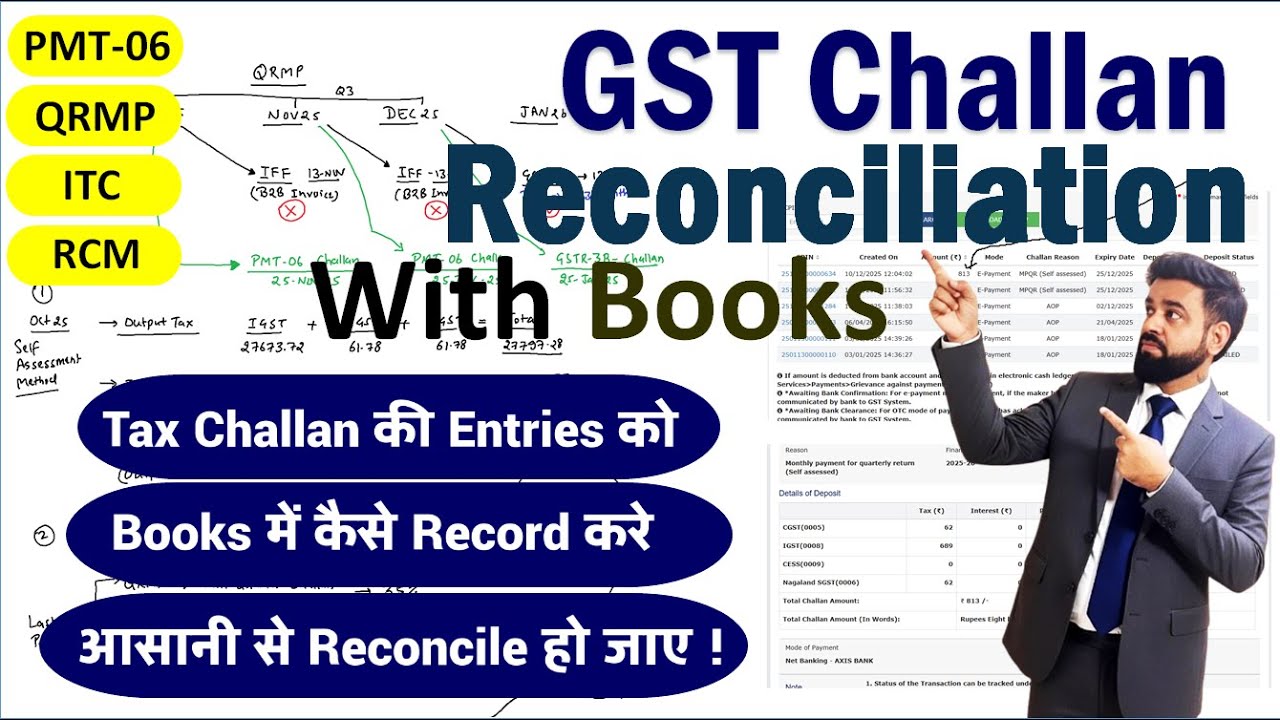 How to Record GST Challan in Books? |PMT-06, Cash Ledger & GSTR-3B ...