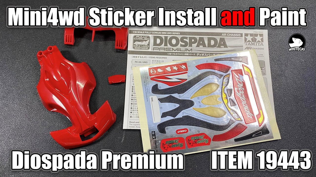 Mini4wd Sticker Install and Paint Diospada Premium ITEM 19443 - YouTube