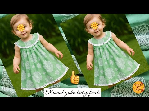 Round yoke baby frock cutting and stitching | 1-2 year baby girl frock tutorial @anyonecansew