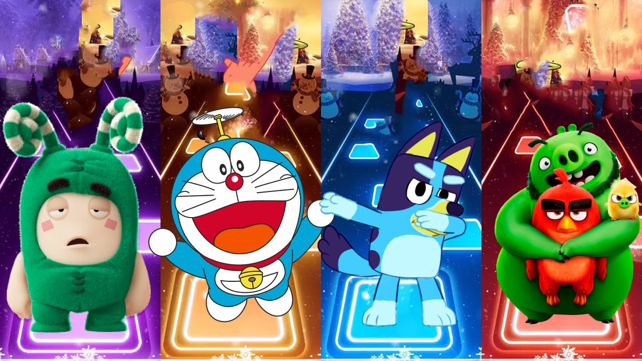 Oddbods Vs Doraemon Vs Bluey Vs Angry Birds Red - Tiles Hop EDM Rush ...