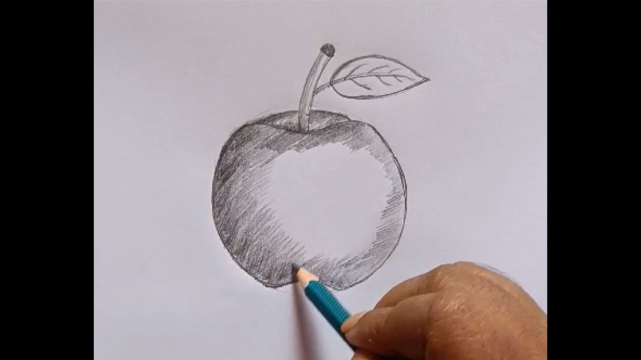 Apple Drawing very easy step by step | Easy Apple Drawing for Kids ...