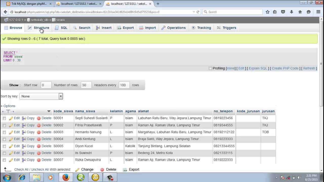 Trik Belajar MySQL 13 : Membuat Relasi Data pada Database MySQL dengan phpMyAdmin - YouTube