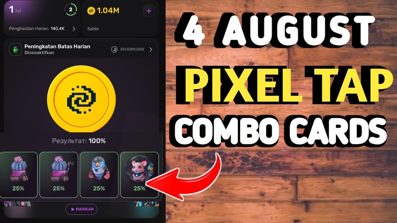 PIXEL TAP DAILY COMBO CARDS 4 AUGUST 2024 | TODAY PIXEL TAP COMBO CARDS ...