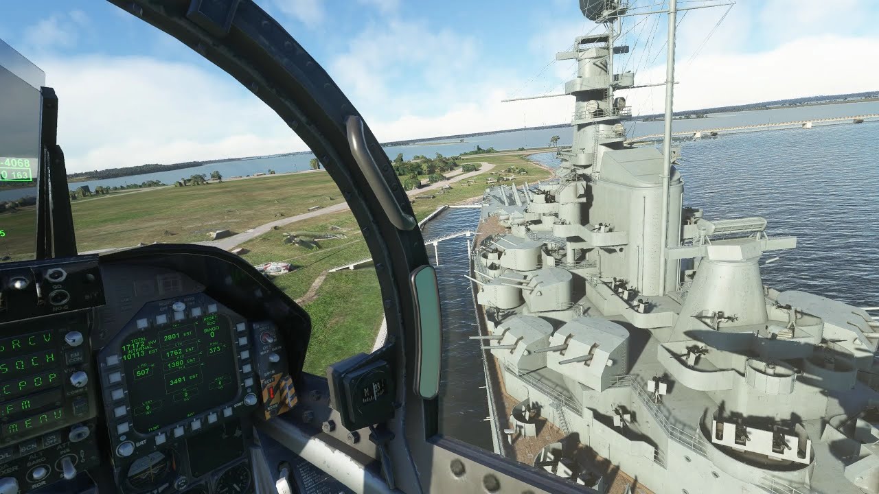 F/A-18 C in Mobile Downtown KBFM - USS Alabama. Microsoft Flight ...