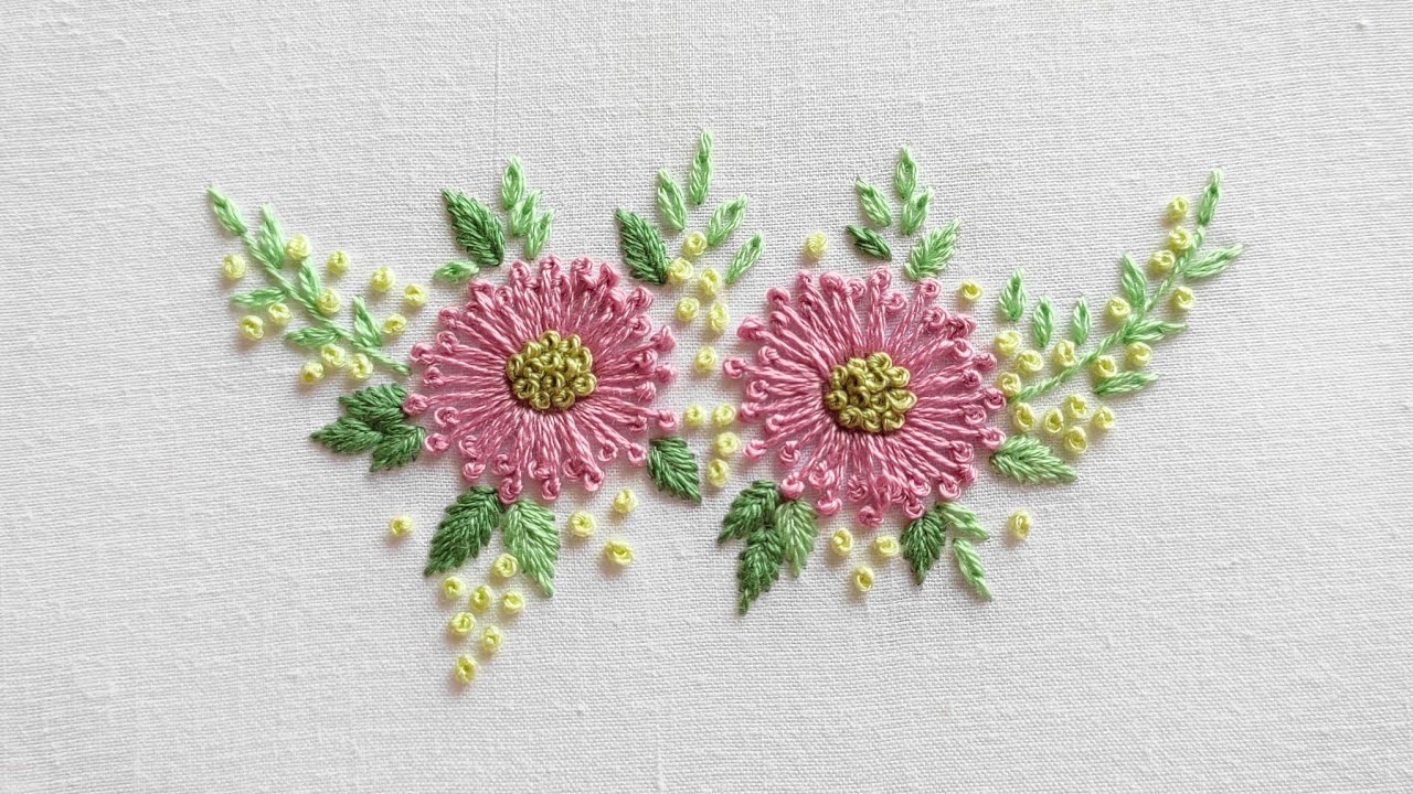 Pistil stitch flower embroidery | Hand embroidery flower tutorial | Infinite thread arts. - YouTube