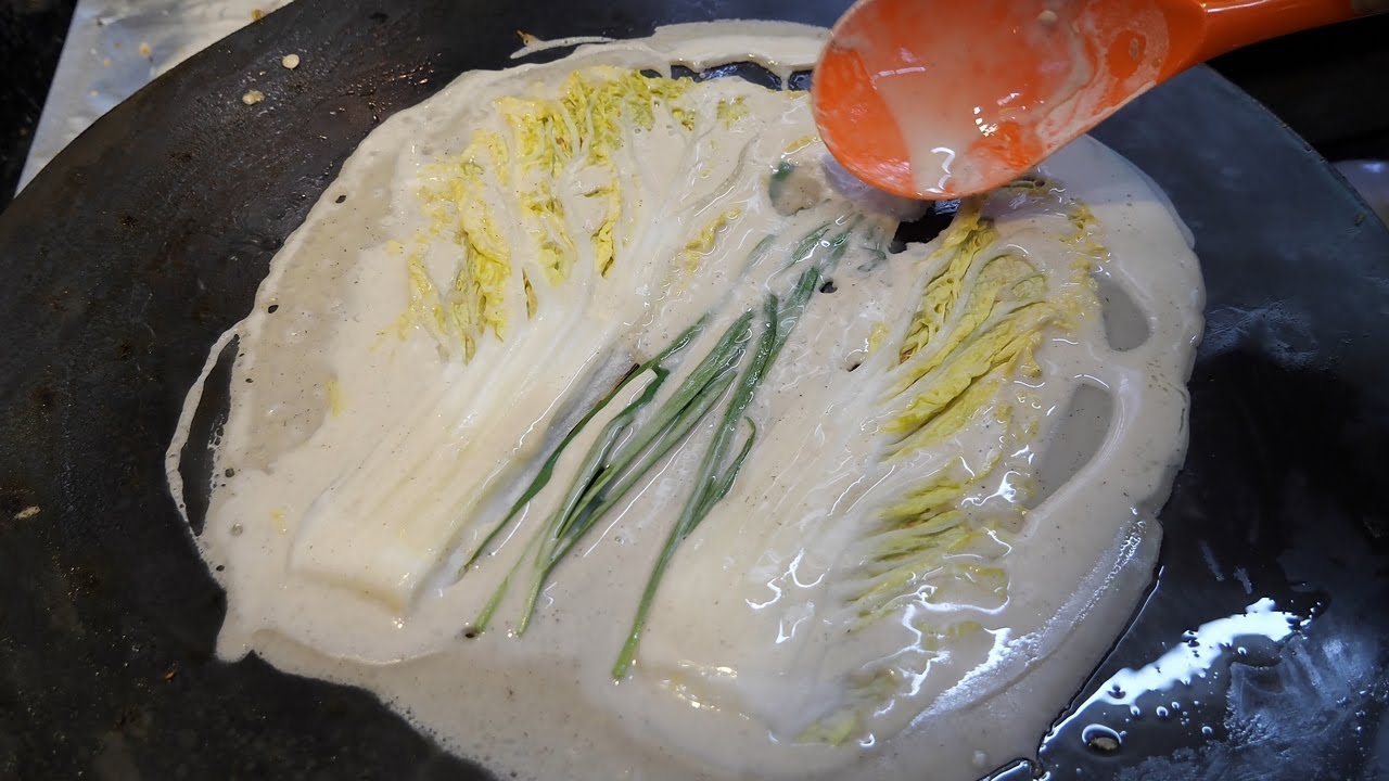 부천 자유시장 부침개, 김치메밀전병, 배추메밀전, Korean Style Crepe, Buckwheat Crepe / 한국 ...