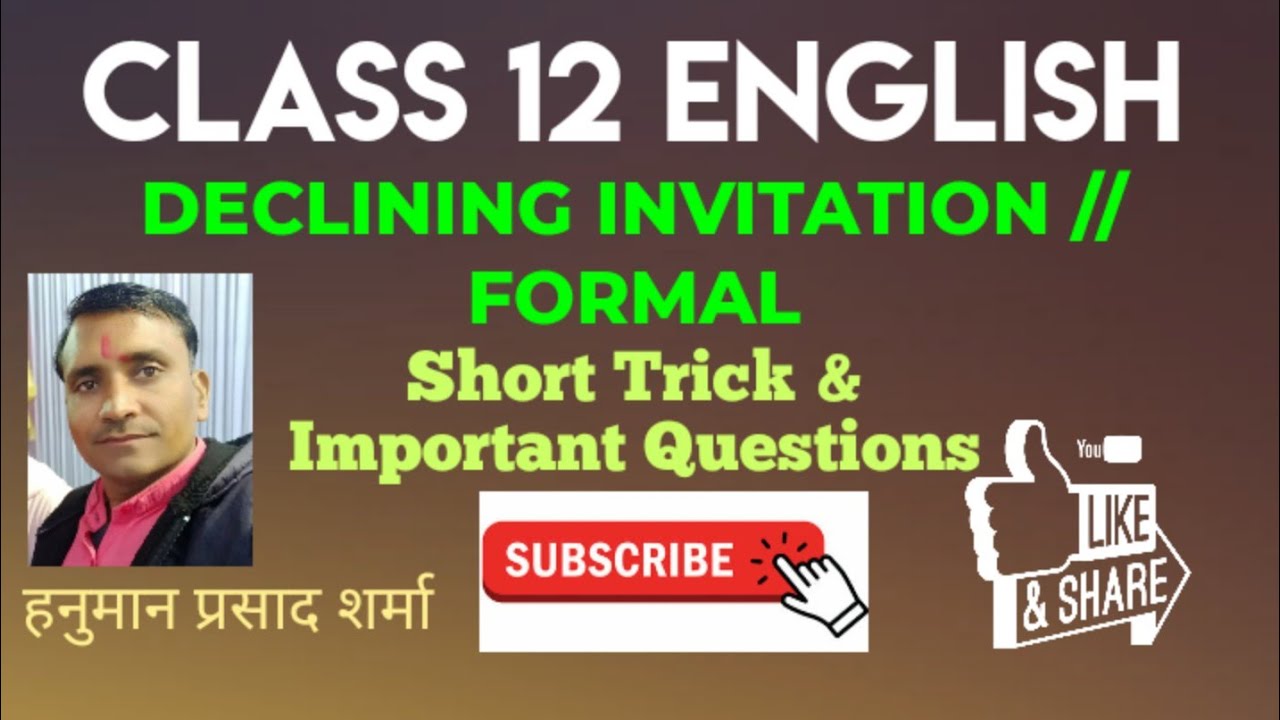 Invitation/Declining Invitation/Formal/Class 12/RBSE/CBSE/Part-2 - YouTube