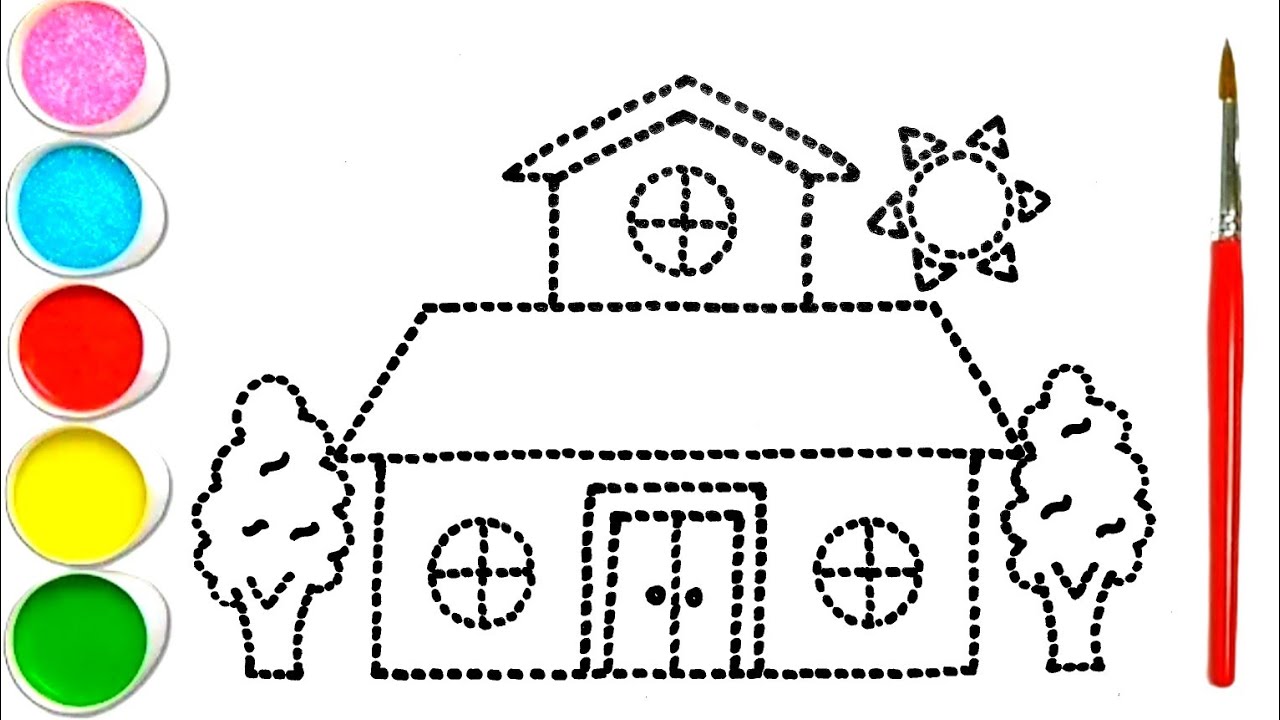 How to draw a House step by step| Easy House, Drawing, Painting and ...