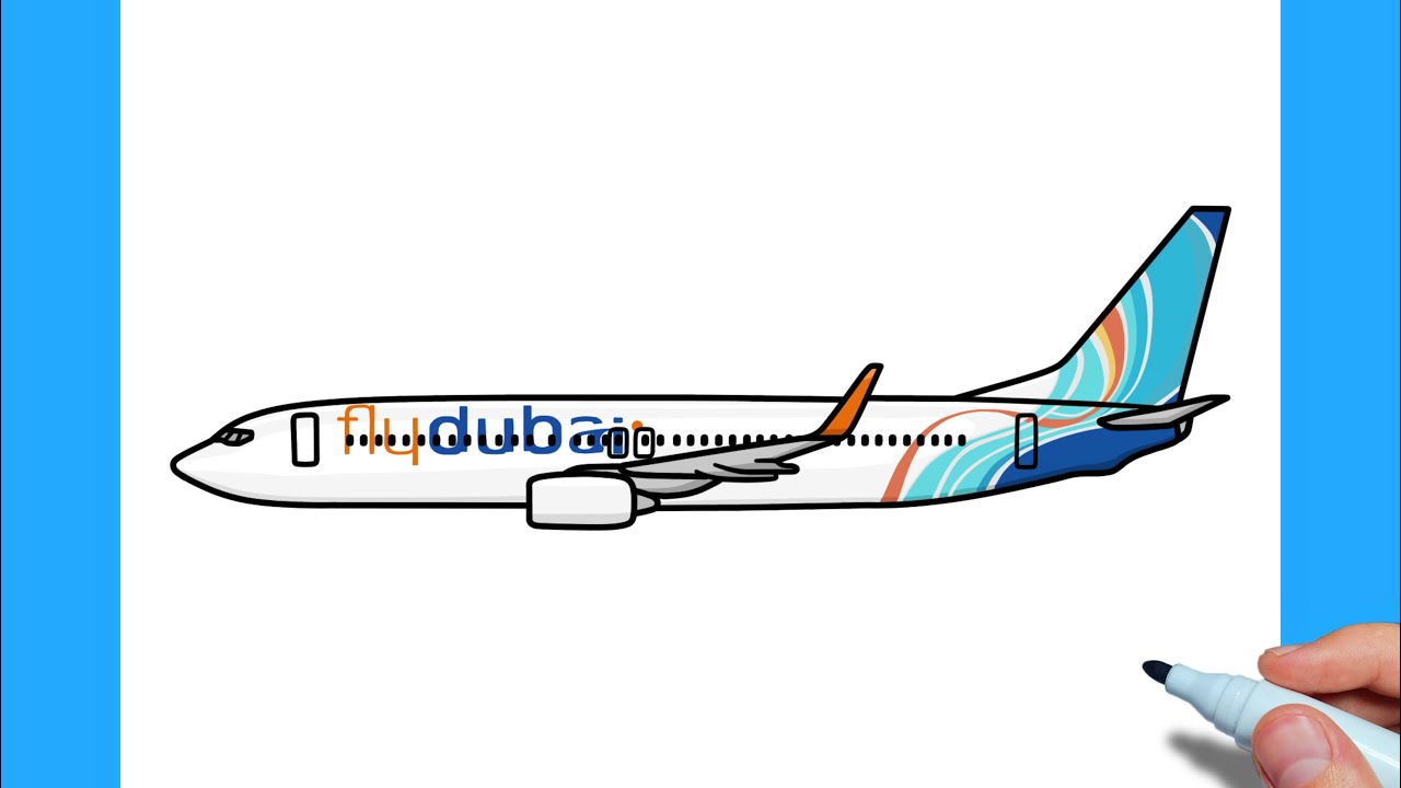 How to draw Boeing 737-800 Fly Dubai easy / drawing boeing 737 ...
