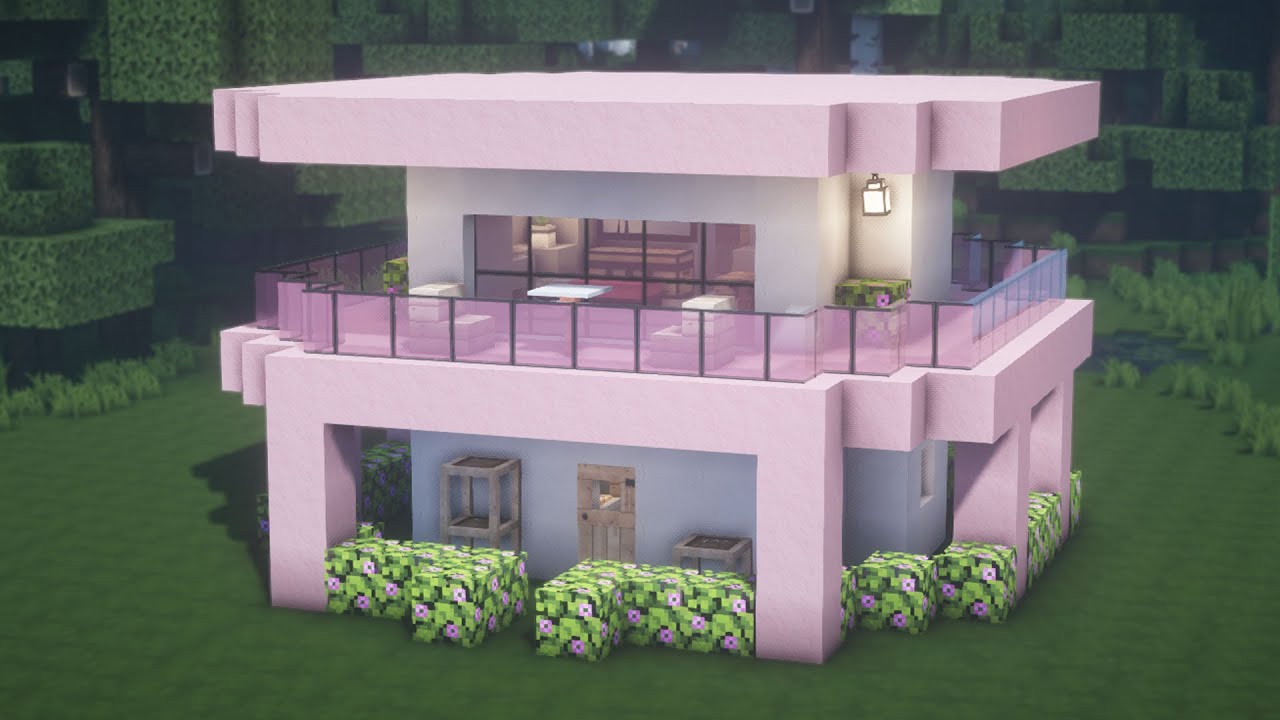 231 Minecraft Build And Interior Tutorial ๐ธ Cute Pink House ๐ธ Youtube