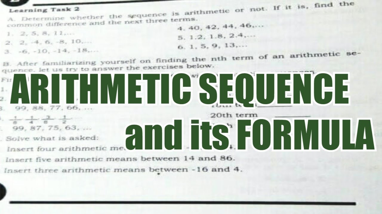 Math Module Learning Task Arithmetic Sequence And Its Formula Find math-module-learning-task-arithmetic-sequence-and-its-formula-find