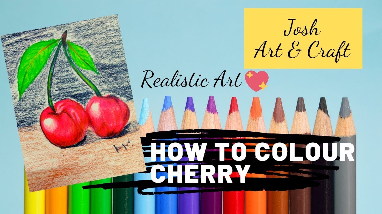 How to colour cherry fruit || realistic Art || DOMS 24 shades || josh ...