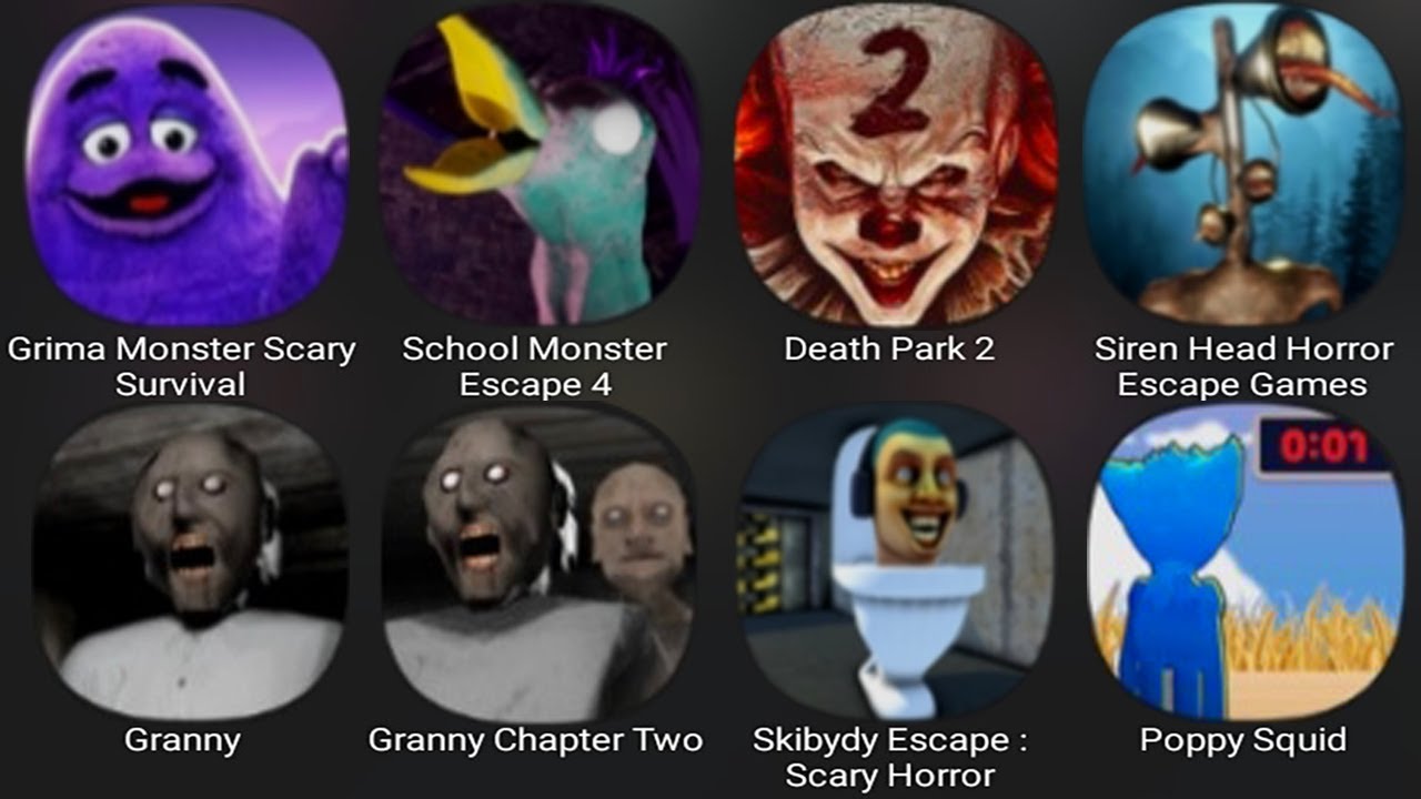 Grima Monster Scary Survival,School Monster Escape 4,Death Park 2 ...