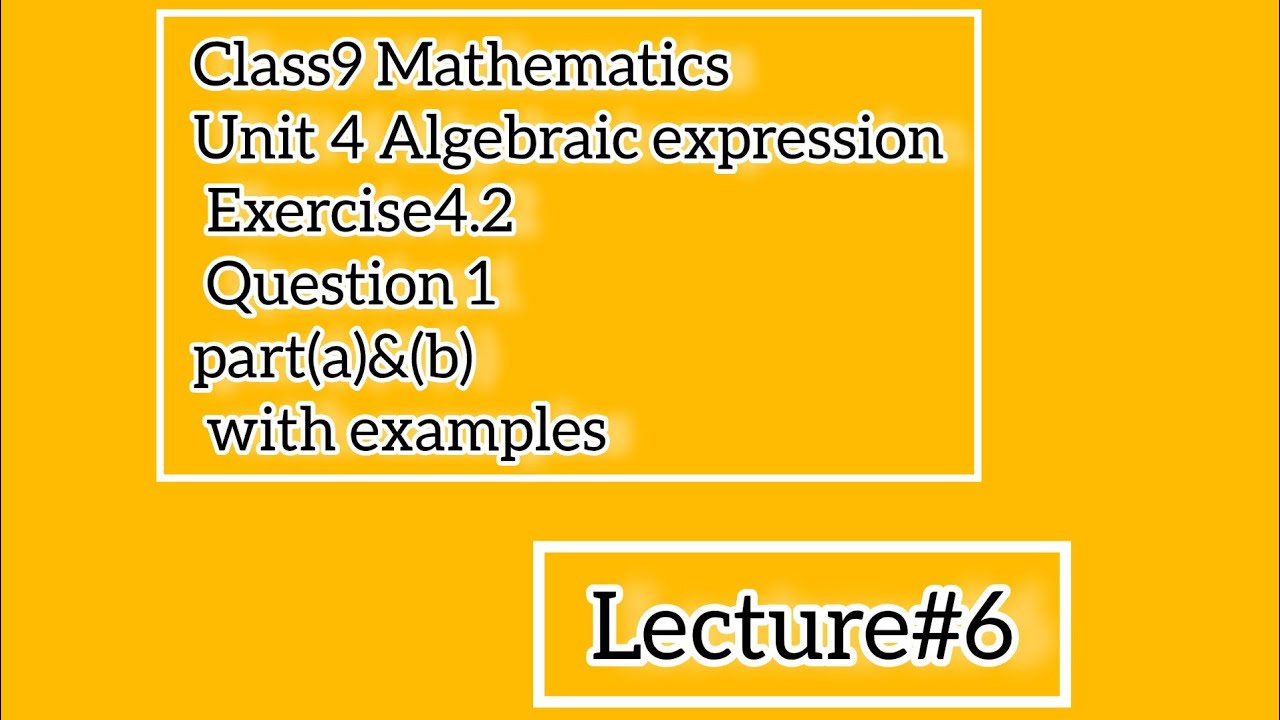 Class9 Mathematics Unit 4 Algebraic expression Exercise4.2 Question 1 part(a)&(b) with examples ...