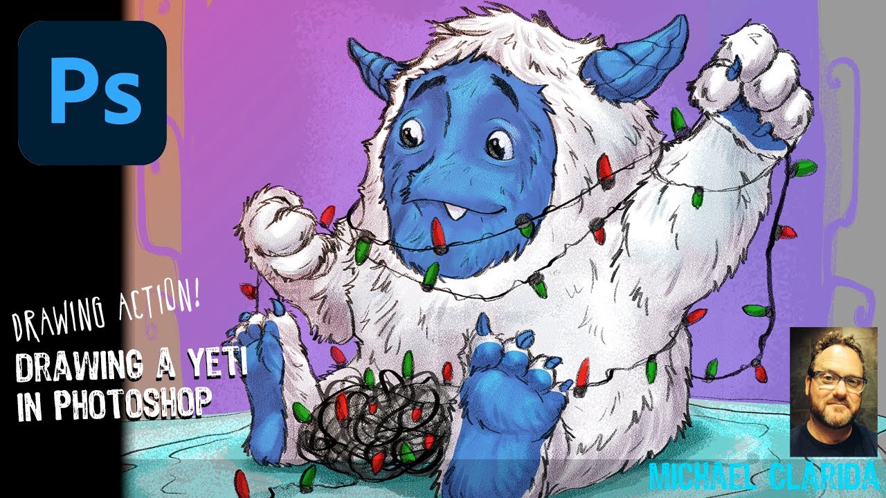 Drawing a Christmas Yeti in Photoshop - YouTube