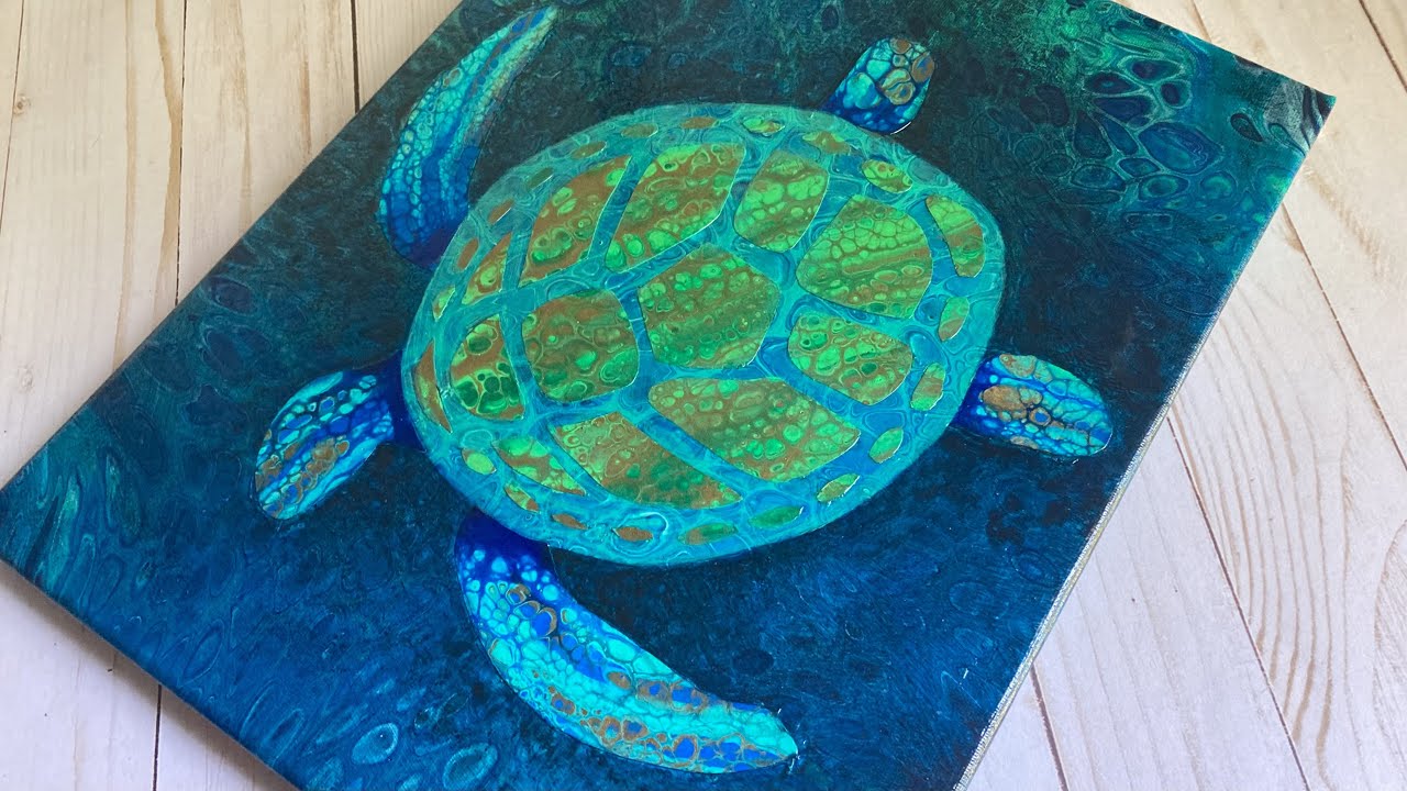 Sea Turtle Pour Painting - YouTube