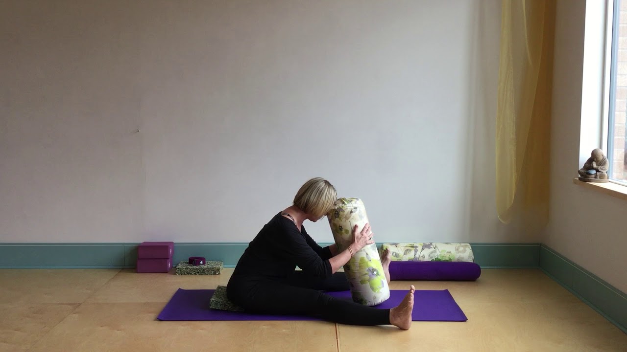 Restorative straddle seated forward fold - YouTube
