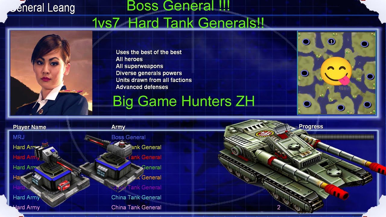 Command Conquer Generals Zero Hour Boss General 1 vs 7 Hard Tank ...