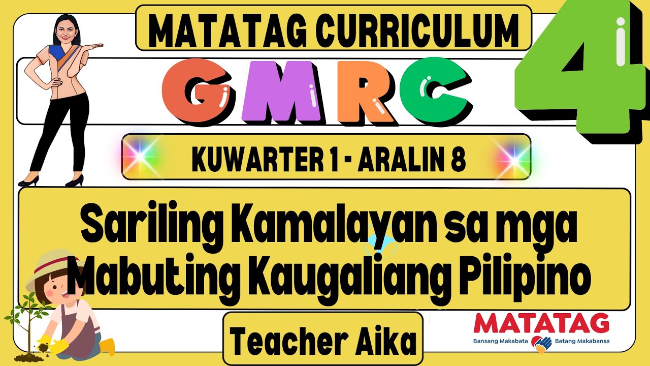 MATATAG GMRC 4 Grade 4 Kuwarter 1 Aralin 8 Sariling Kamalayan sa mga ...