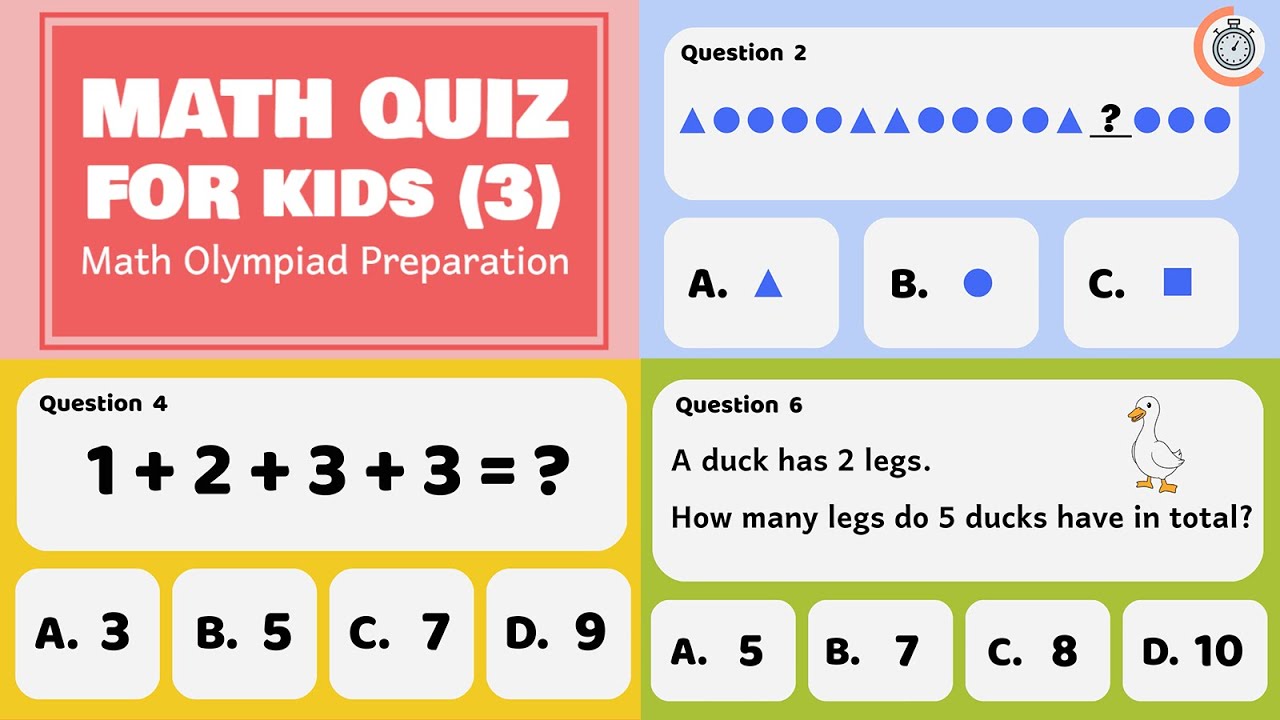 Math Quiz for Kids (3) | Math Olympiad Preparation for Kids with ...