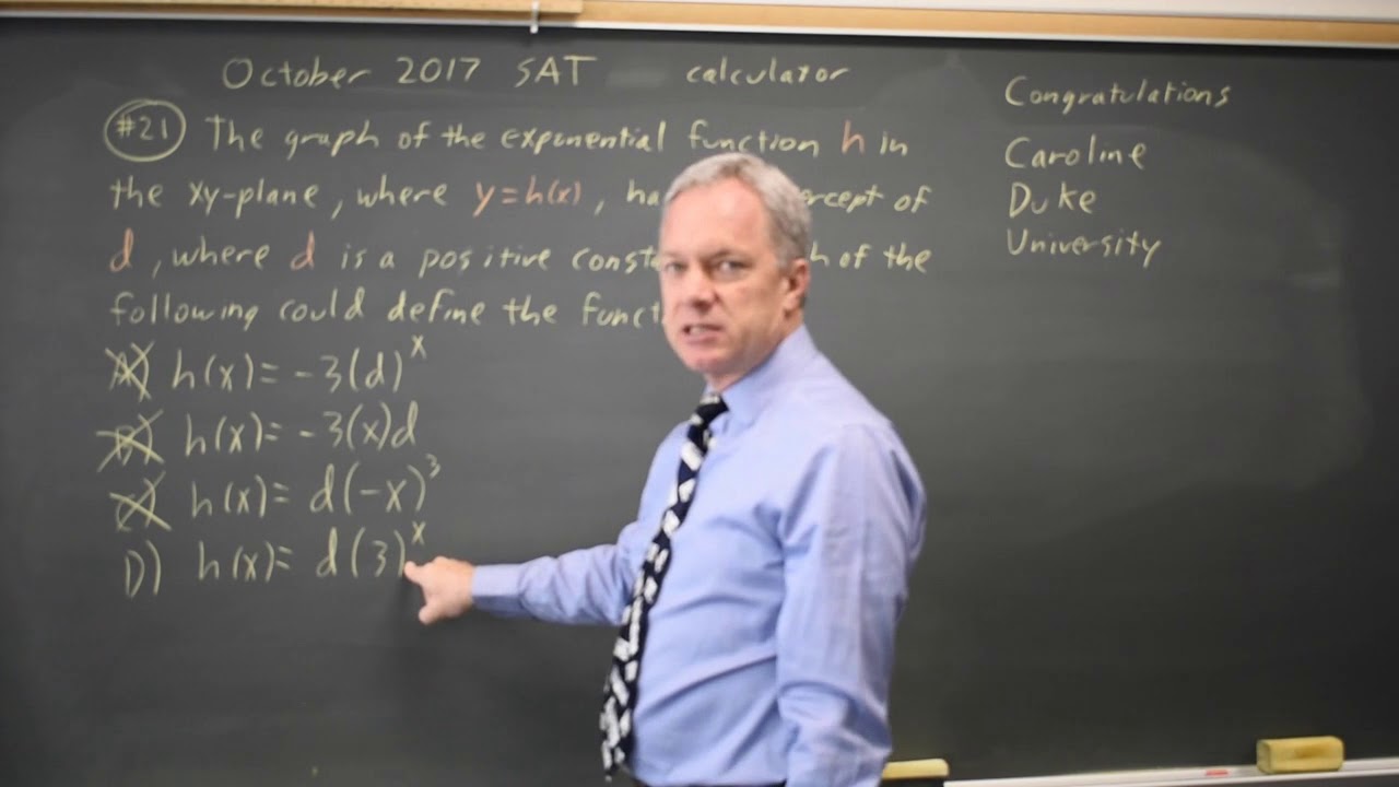 Oct 2017 SAT: Exponential equations - question #4-21 - YouTube