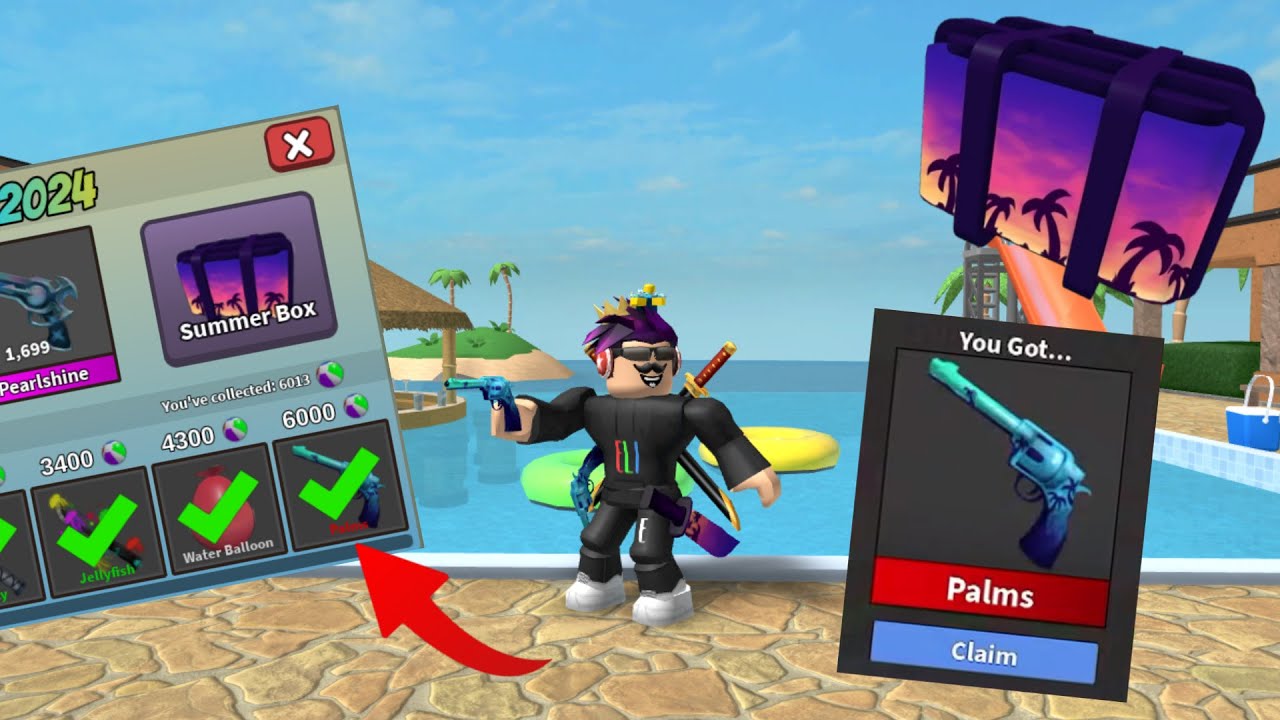 CLAIMING the PALMS GUN + UNBOXING the SUMMER BOX in MM2! - YouTube