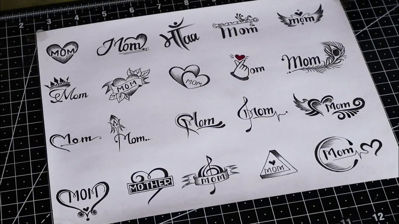 how to making different types of MOM name tattoo designs with pencil ...