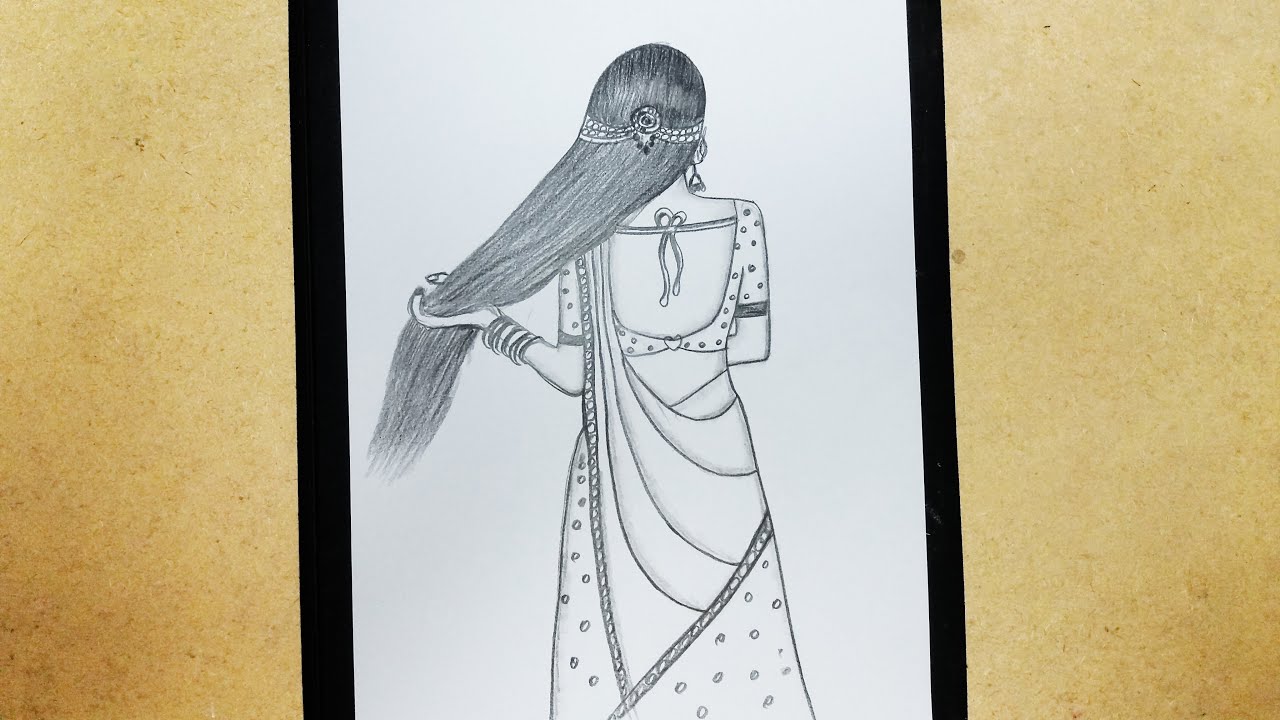 How to draw a Traditional bride girl step by step - Pencil sketch ...