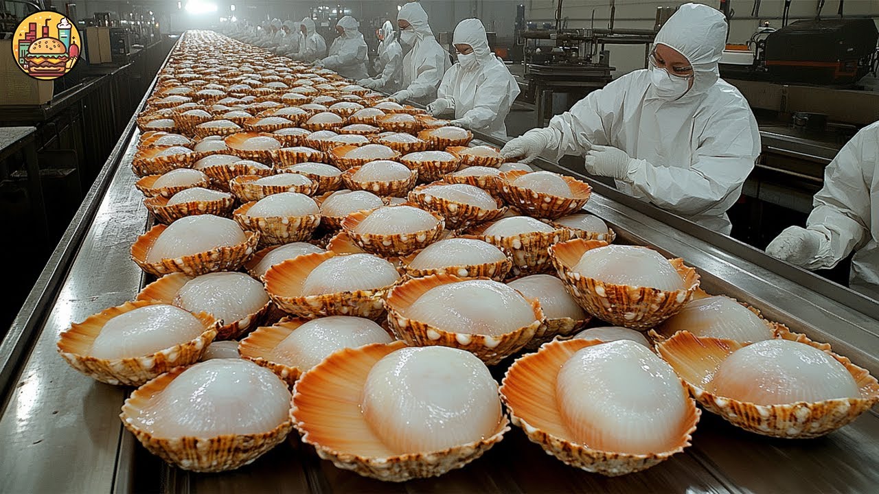 Scallops Harvesting - Japan Fishermen Harvest and Processing Scallops ...