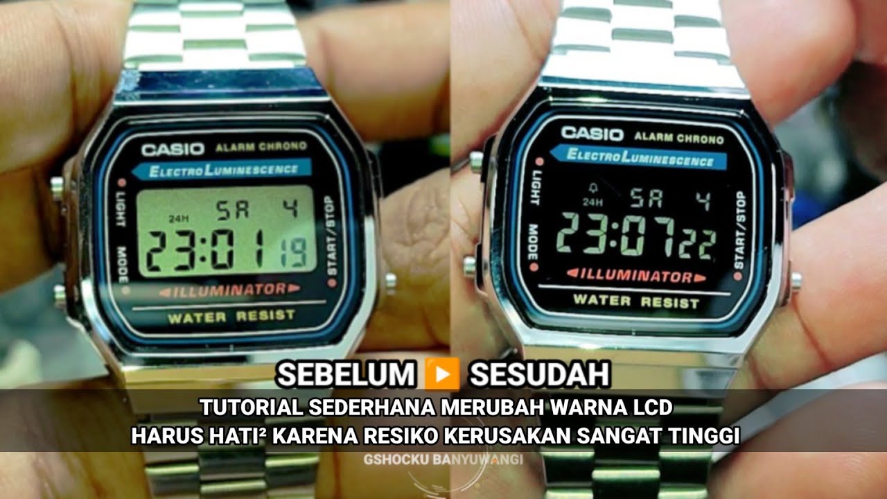 CASIO A168 Custom Negative Display- Merubah warna tampilan LCD jam ...