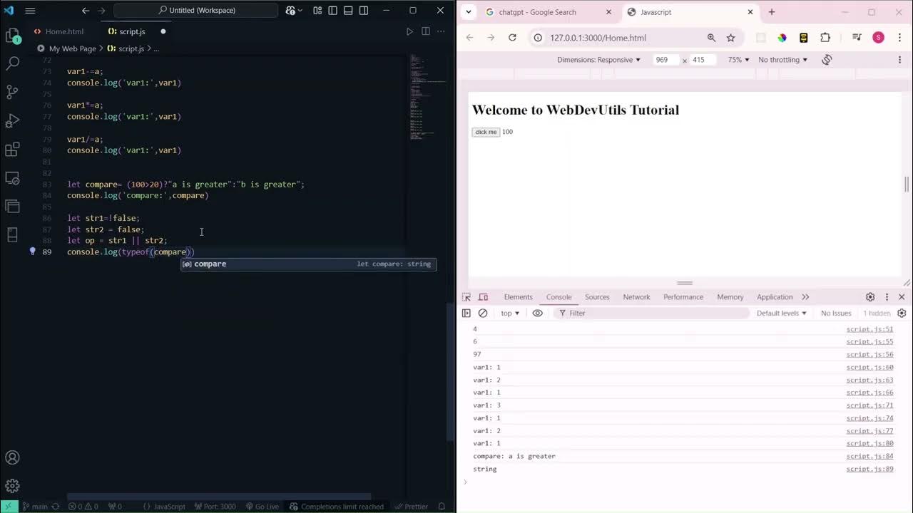 JavaScript part - 5 -| String, bigint, condition operators and more - YouTube
