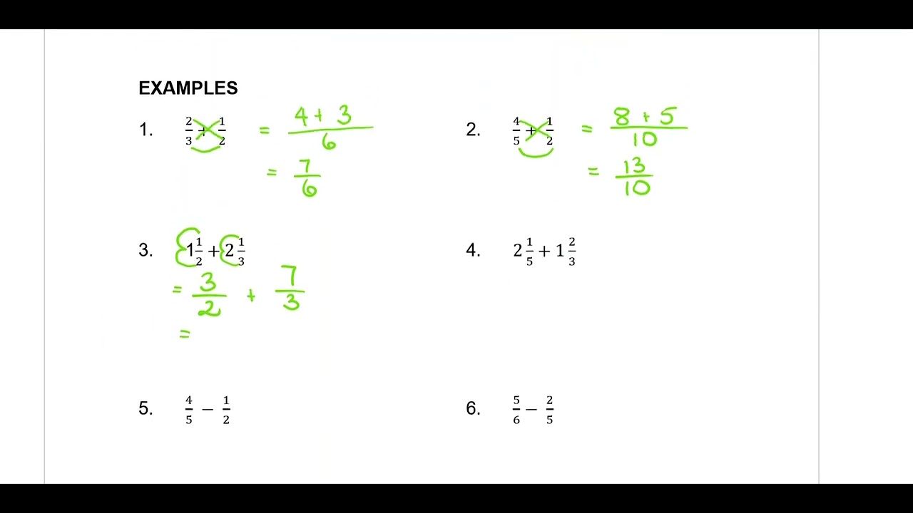 Yr 7 Fractions 3 - More adding and subtracting fractions - YouTube