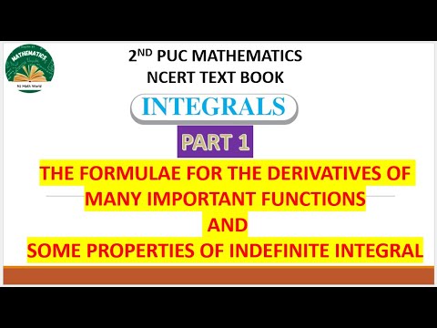 12 STD/ 2ND PUC/ INTEGRATION FORMULA AND INDEFINATE INTEGRAL PROPERTIES ...